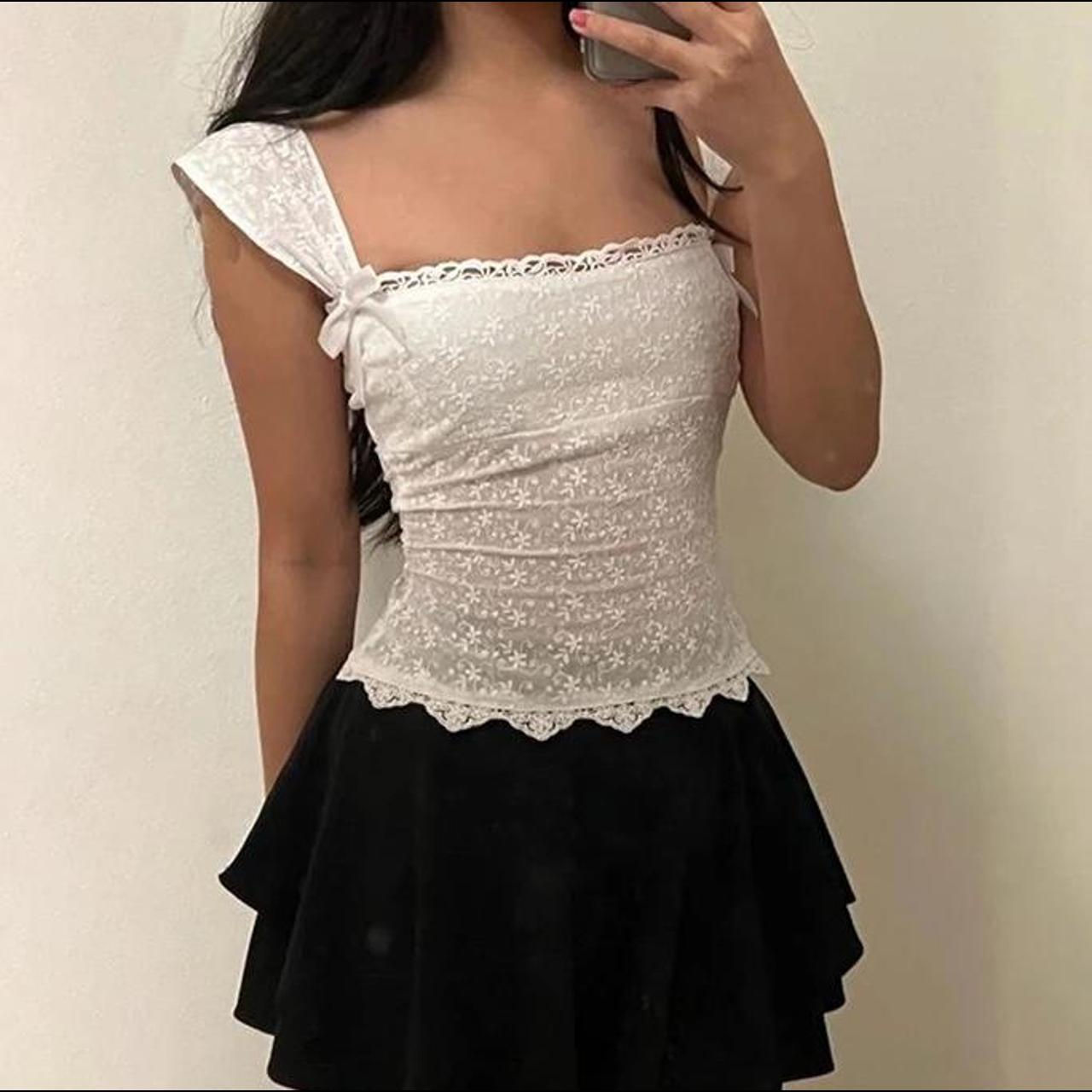 y2k lace tank top #y2k #vintage #croptop #tanktop... - Depop