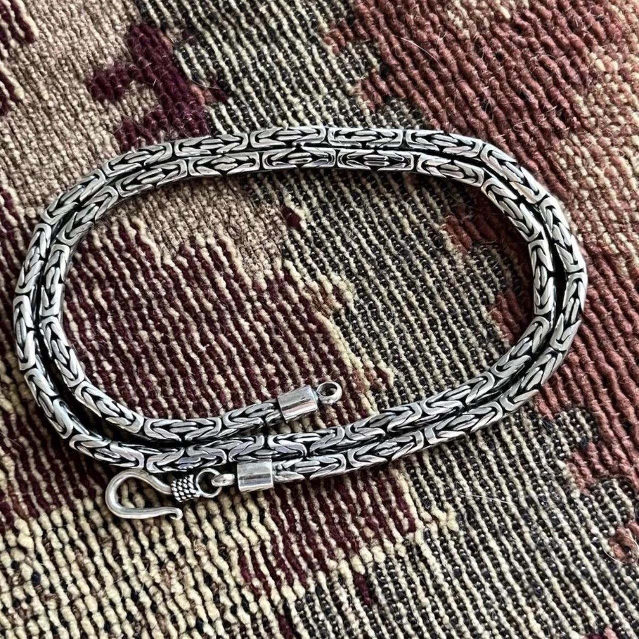 Solid 925 vintage round byzantine chain 30 grams... - Depop
