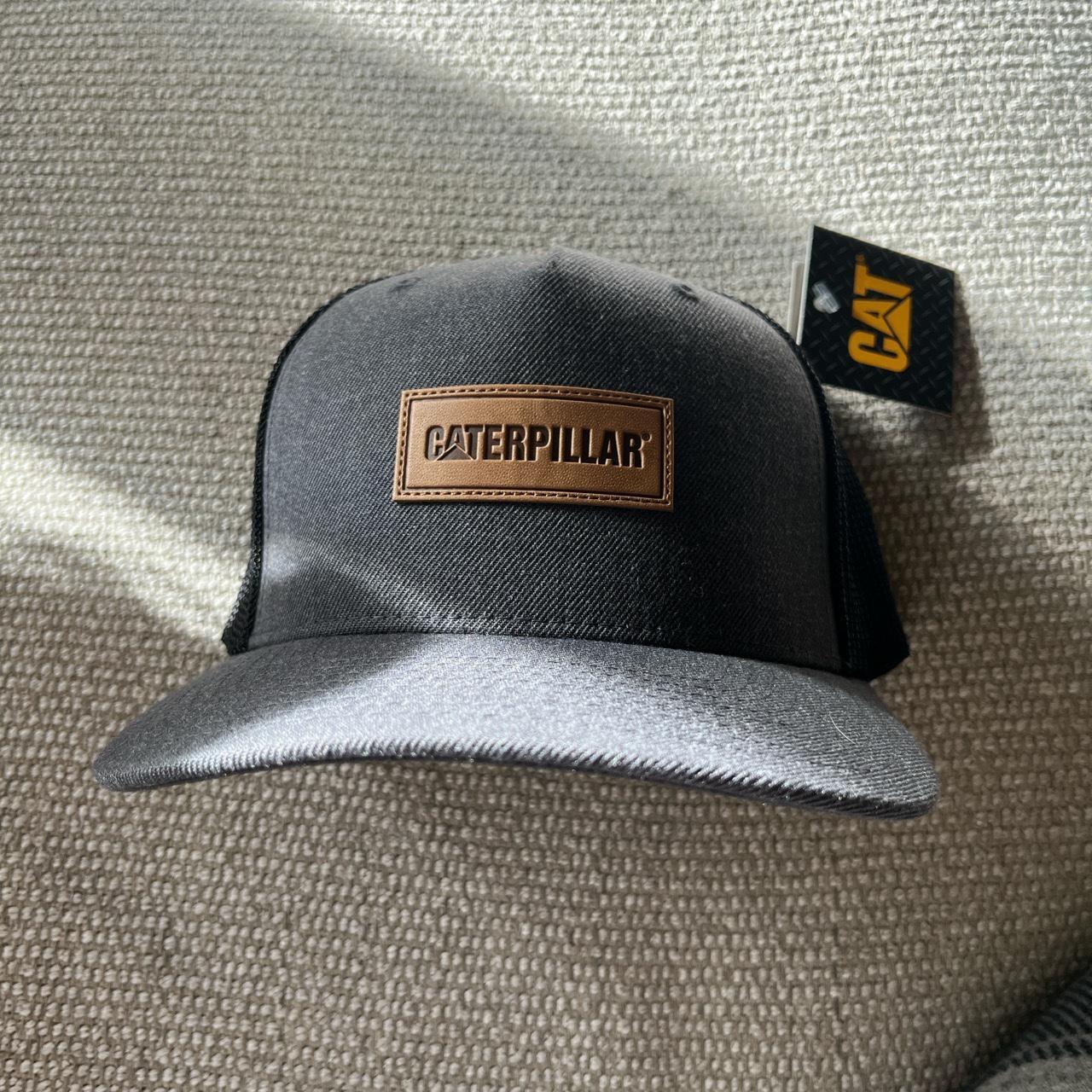 Grey and Black Caterpillar Baseball Hat - Depop