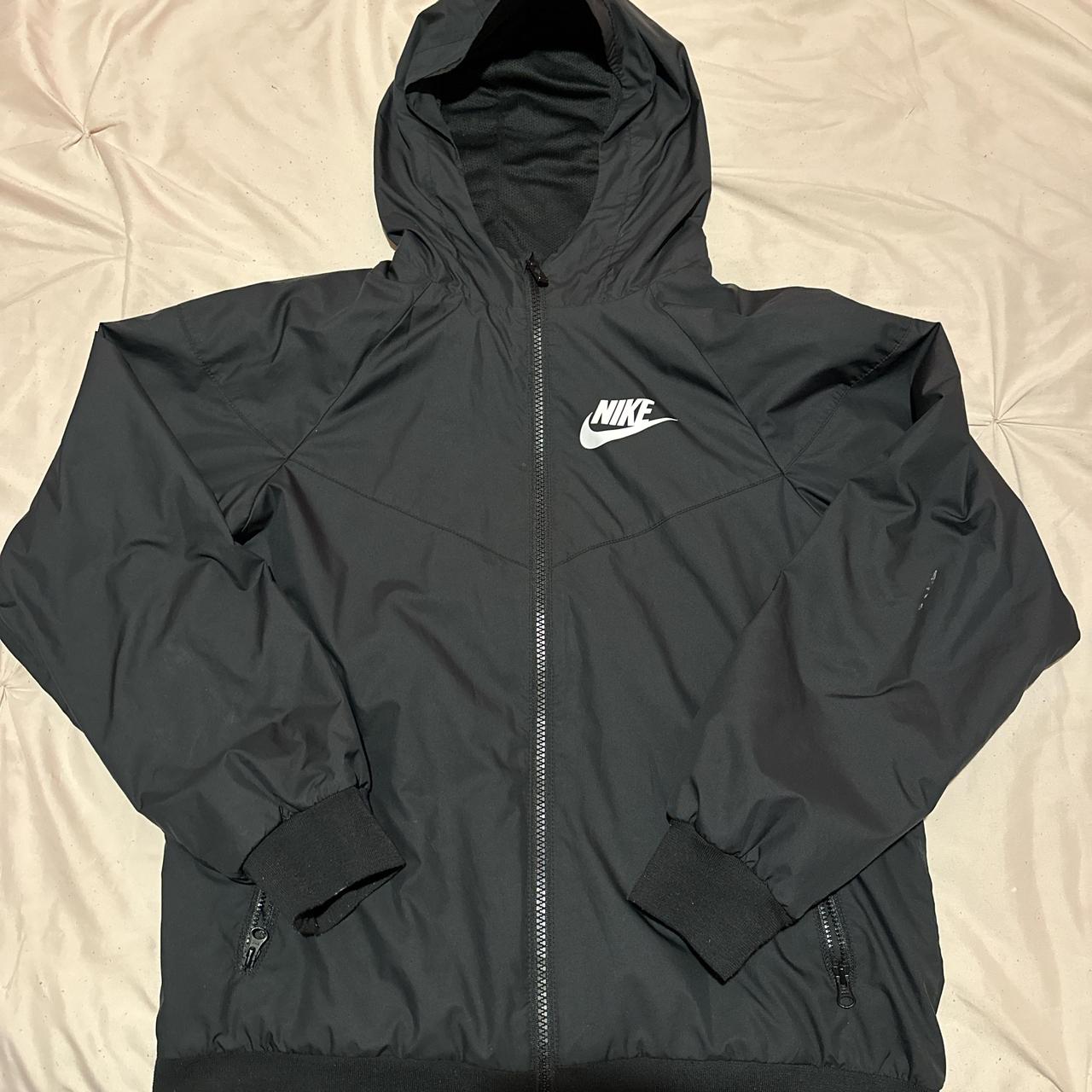 black nike windbreaker kids size large, can fit xs-s - Depop