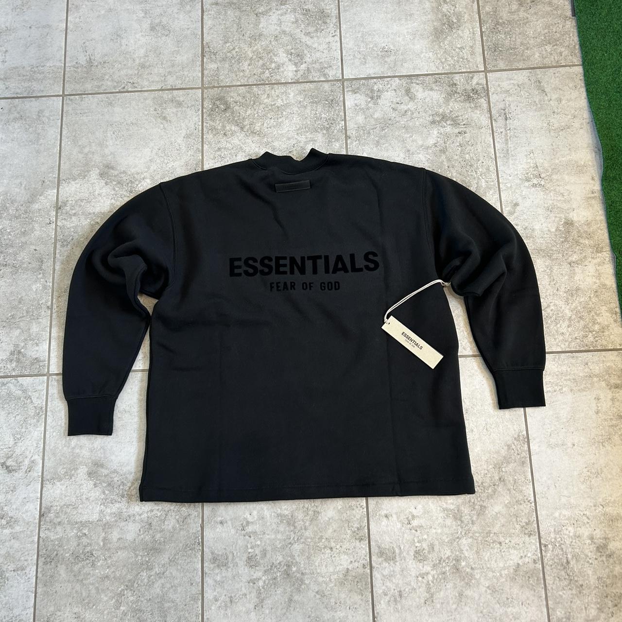 Essentials black crewneck Size XXS Fits oversized... - Depop