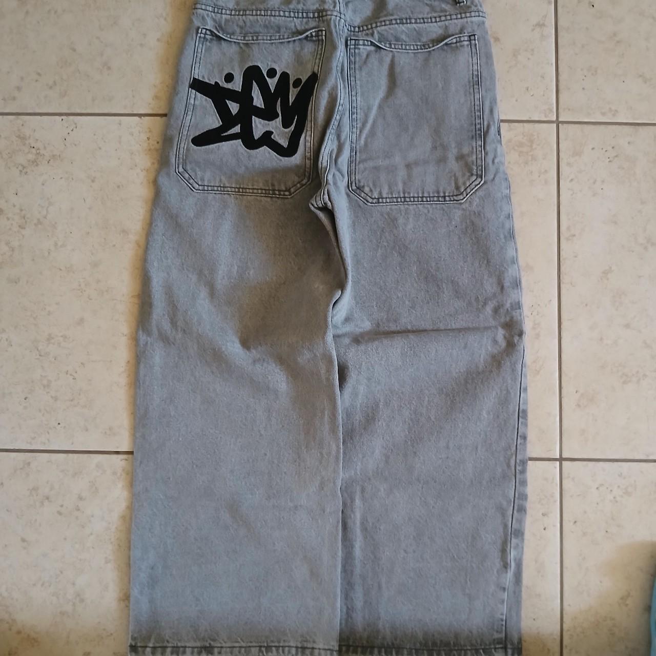 Baggy dem pants, size small Undid the hem to make... - Depop