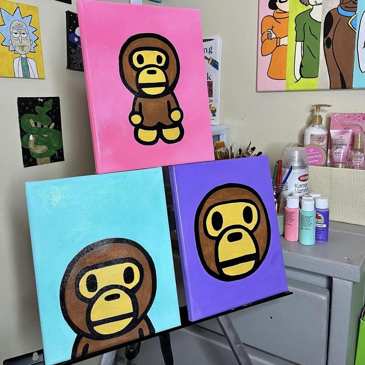Two Small Bape Paintings (pink and purple) - Depop