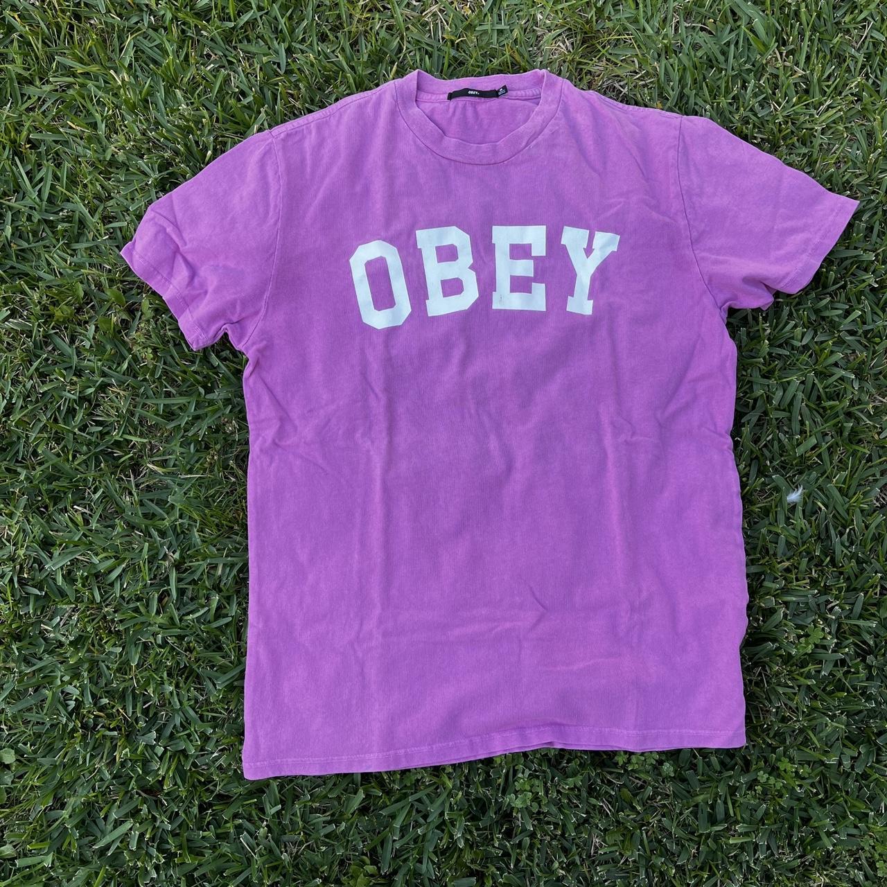 Pink Obey Tee - Depop