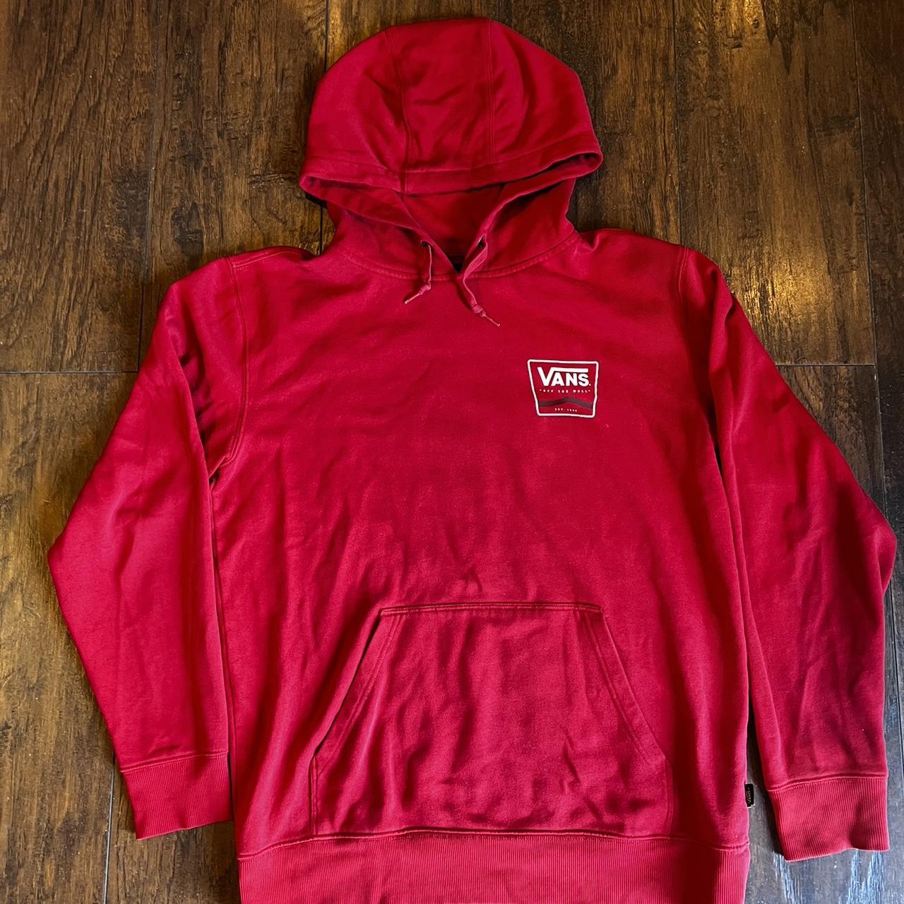 Red VANS Pullover Hoodie Size Medium - Depop