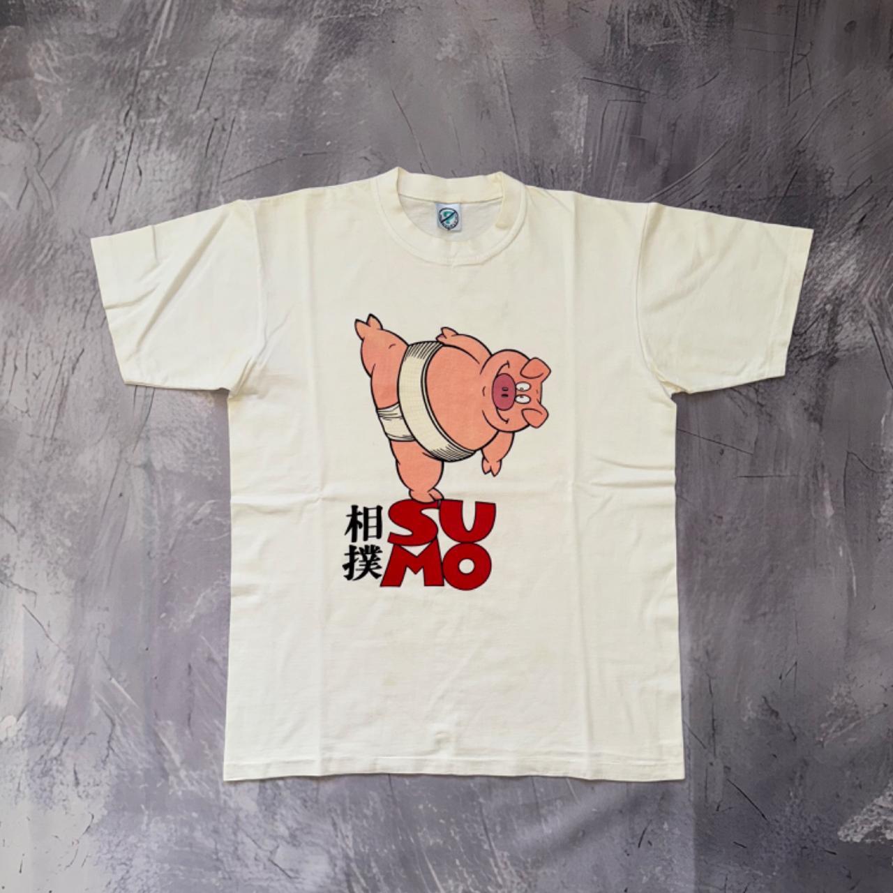 Vintage Anime Pig Sumo Printed Oversized Boxy... | Depop