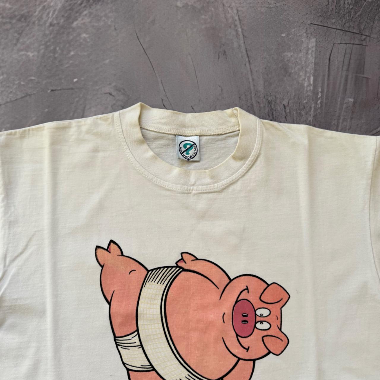 Vintage Anime Pig Sumo Printed Oversized Boxy... | Depop