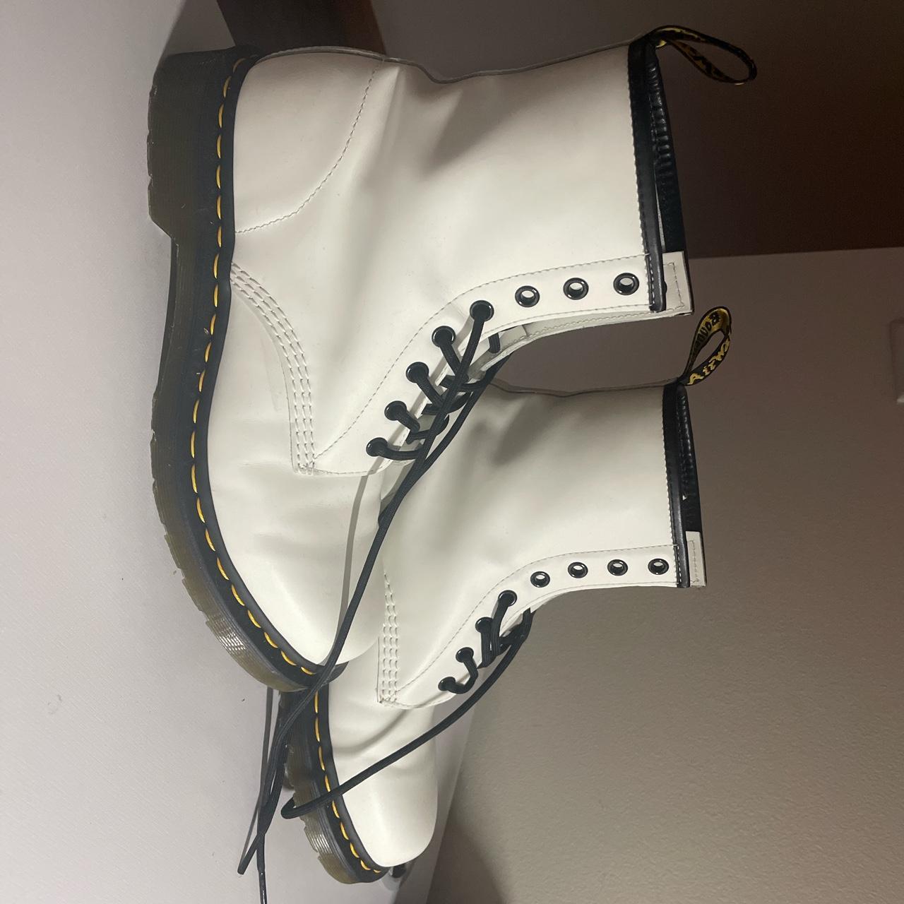 white doc marten boots size:10 barely worn - Depop