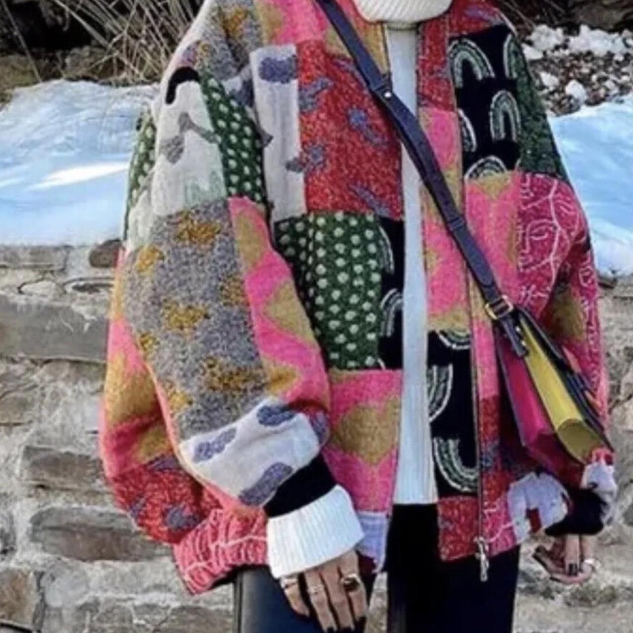 Zara inspired Multicolor Patchwork Bomber... - Depop