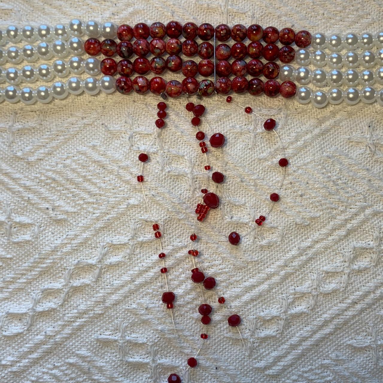 -Gothic gorgeous blood pearl necklace -another small... - Depop