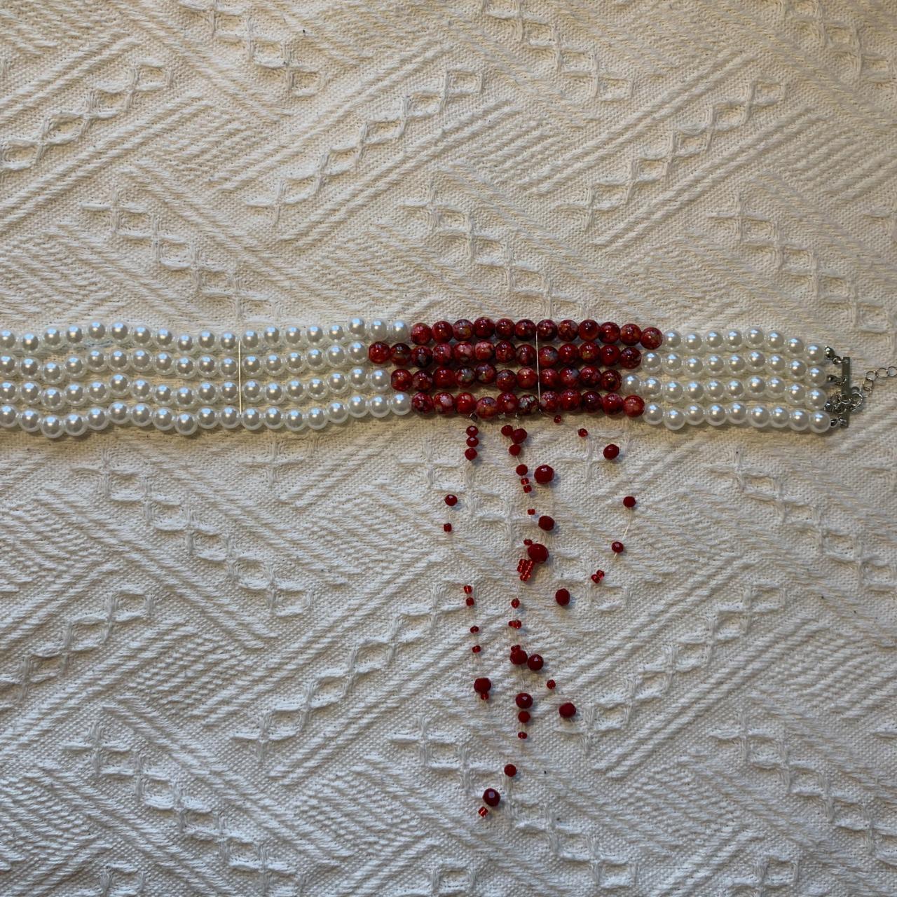 -Gothic gorgeous blood pearl necklace -another small... - Depop
