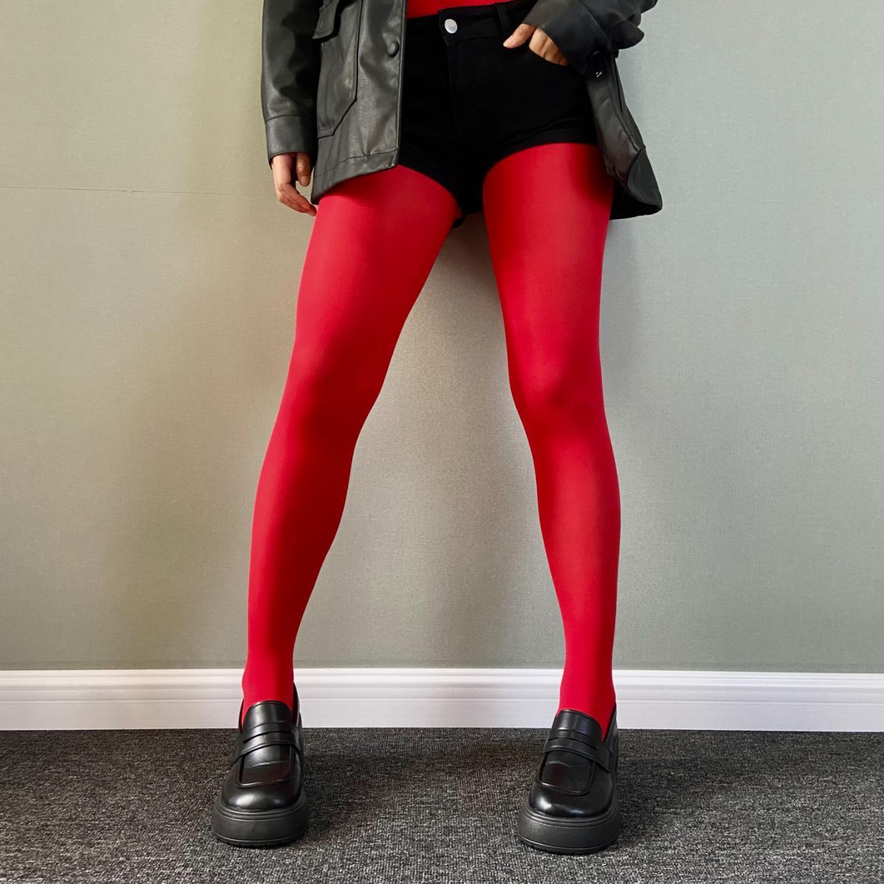 -red tights -one size fit XXS-L -Free shipping in US... - Depop