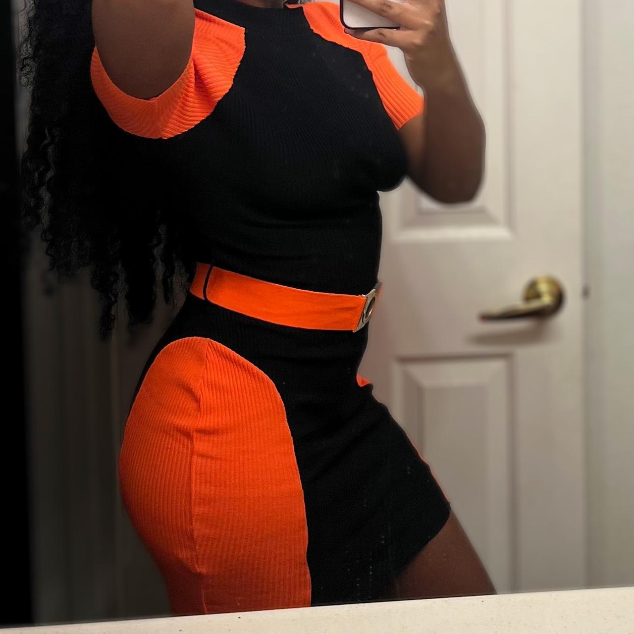 Akira Color Block Black & Orange Dress Never worn ... - Depop