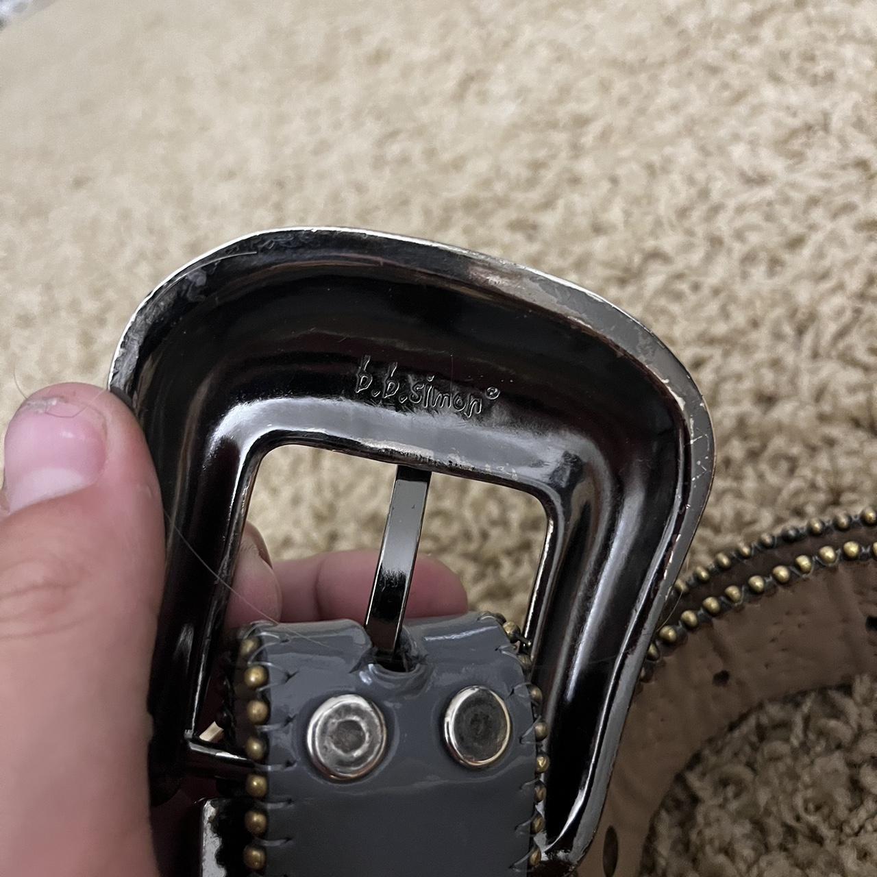 Grey bb Simon belt great condition size 28 waist can... - Depop