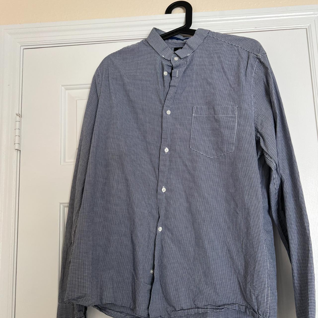H&M Size L Blue Oxford Button Up Shirt - Depop