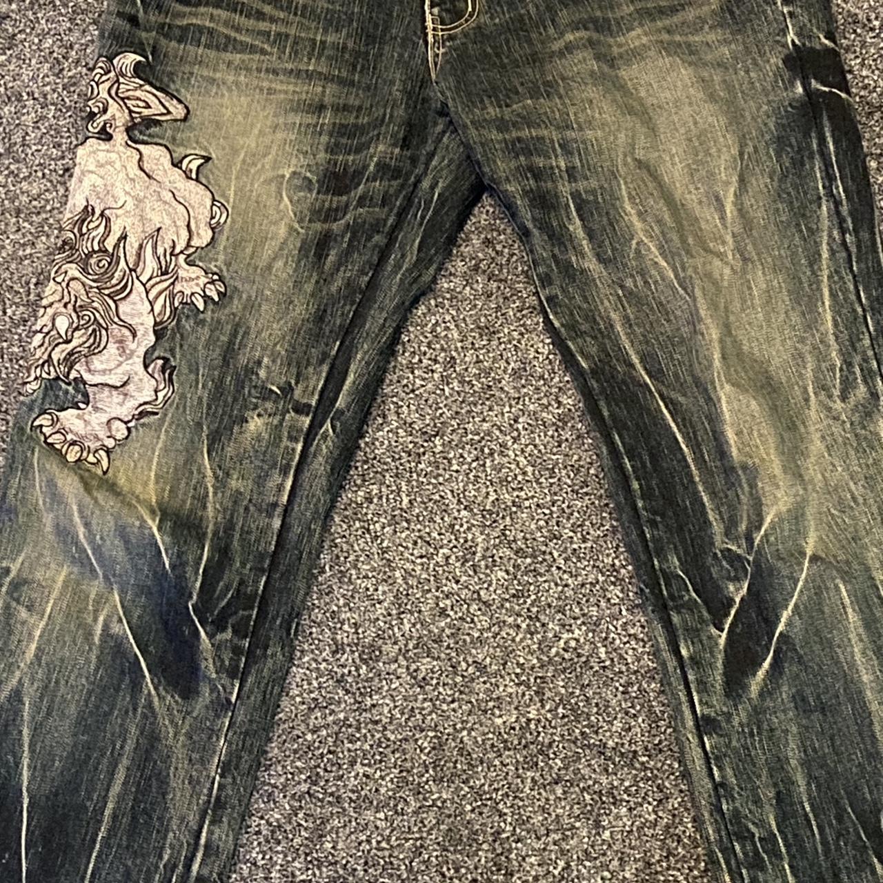 Authentic Nippon Blue Japanese Denim Embroidered... - Depop