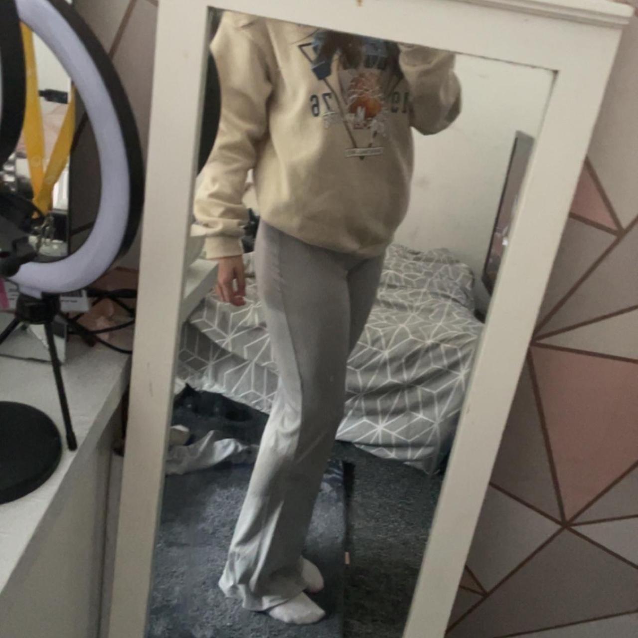 grey ribbed flares, brand new - Depop