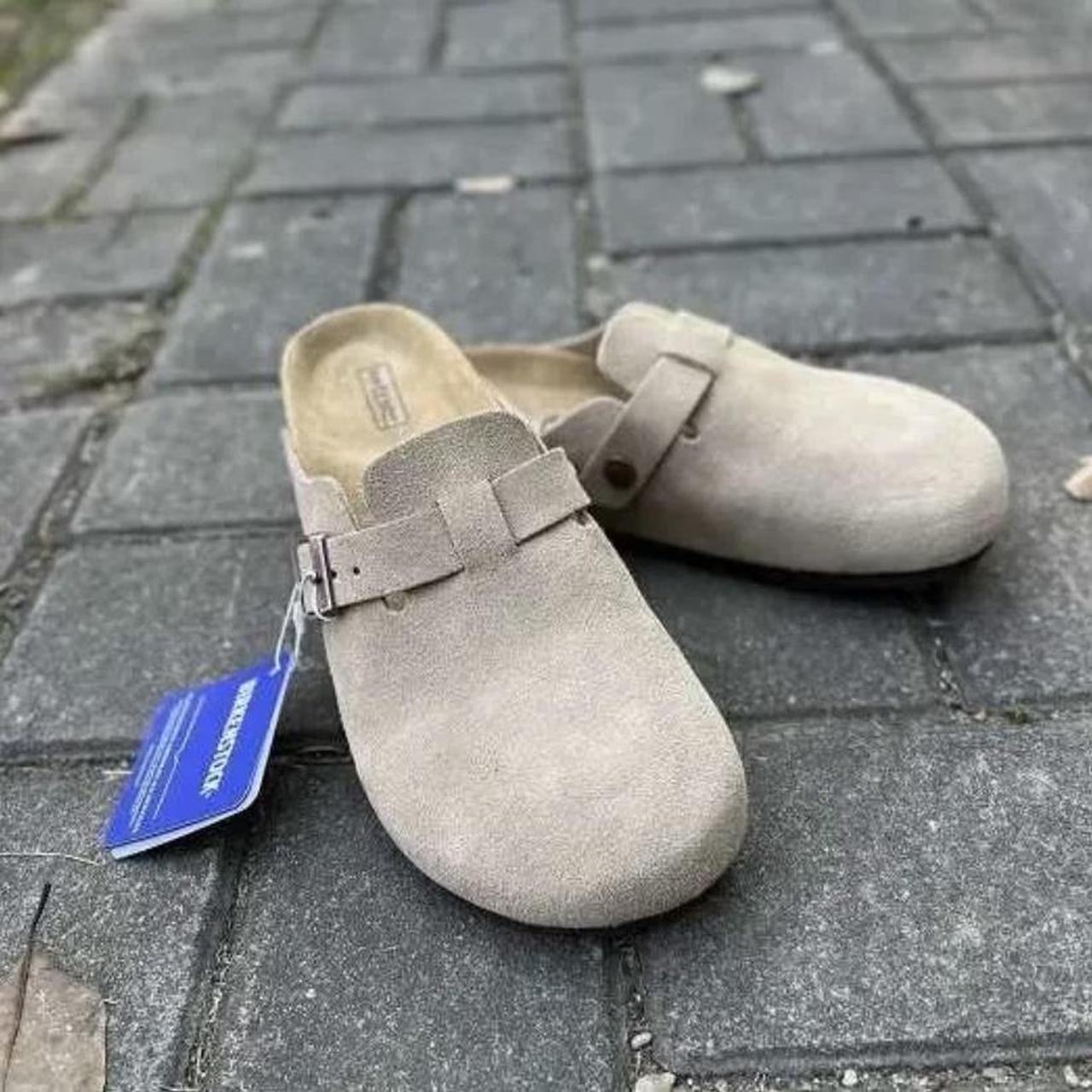 Grey Birkenstock Boston clogs #clogs - Depop