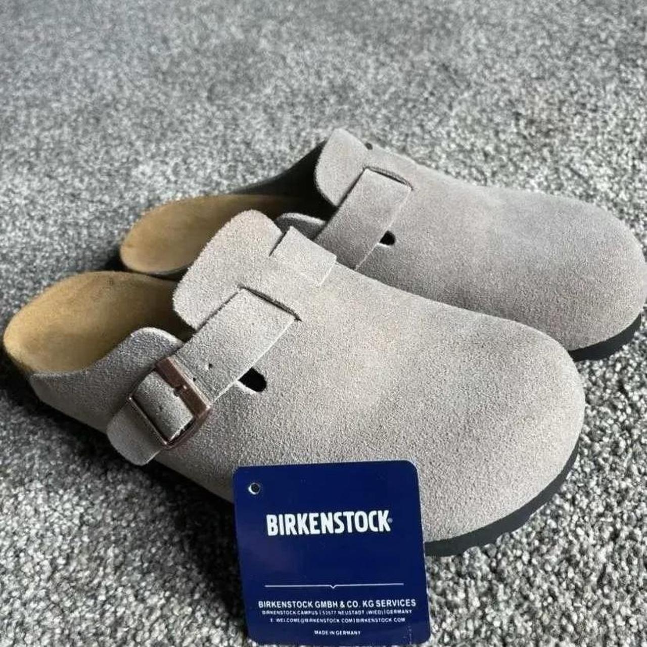 Grey Birkenstock Boston clogs #clogs - Depop