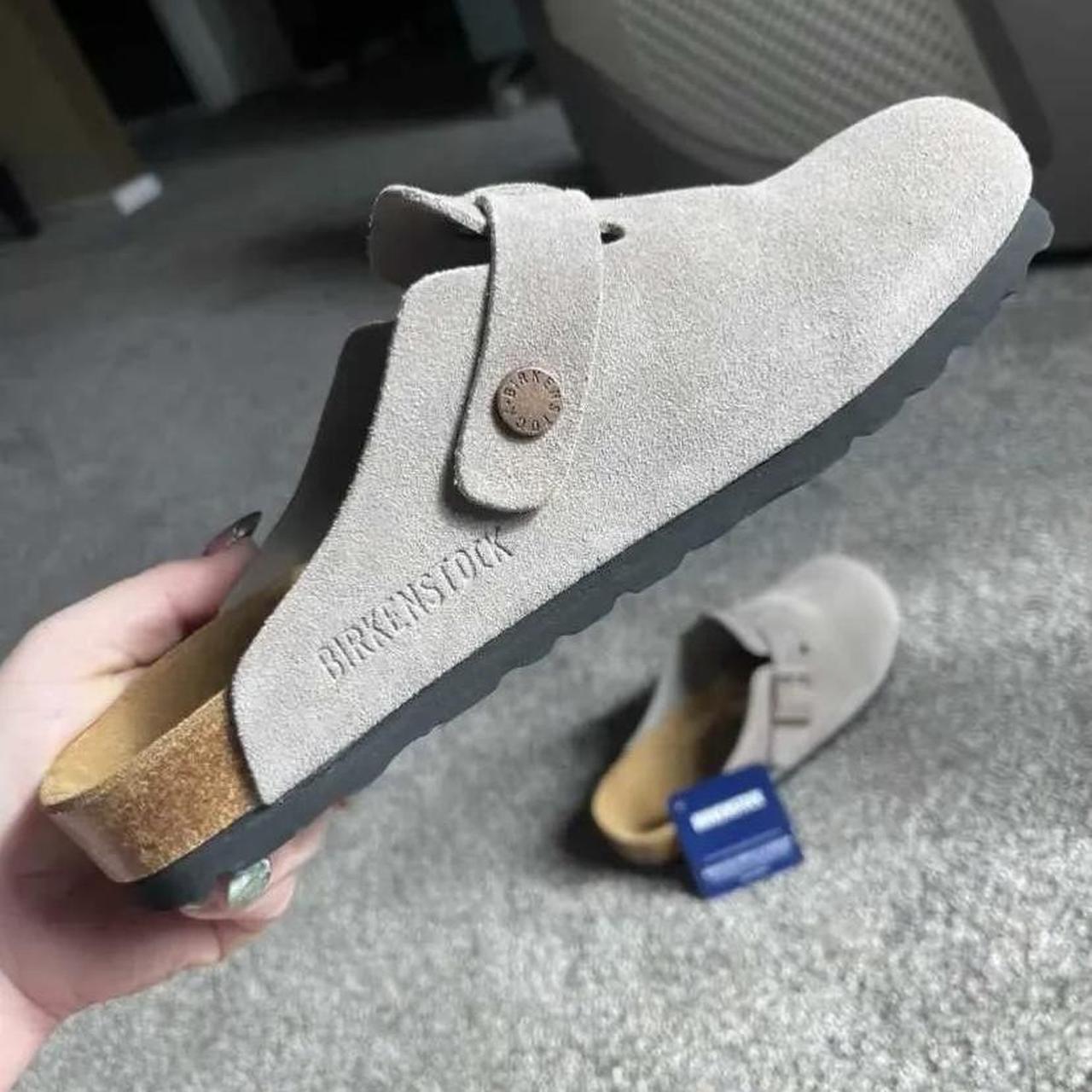 Grey Birkenstock Boston clogs #clogs - Depop