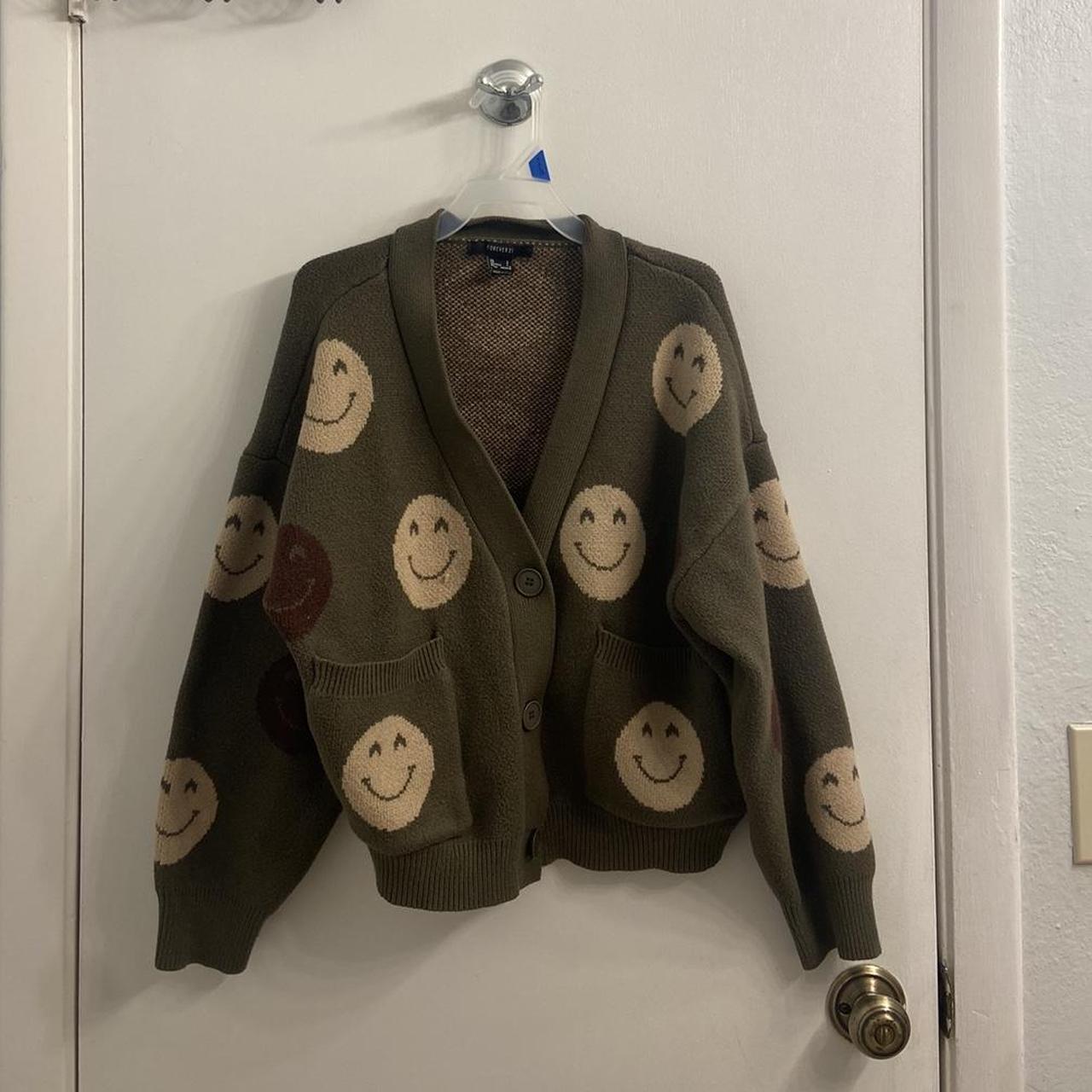 Smiley face cardigan - Depop