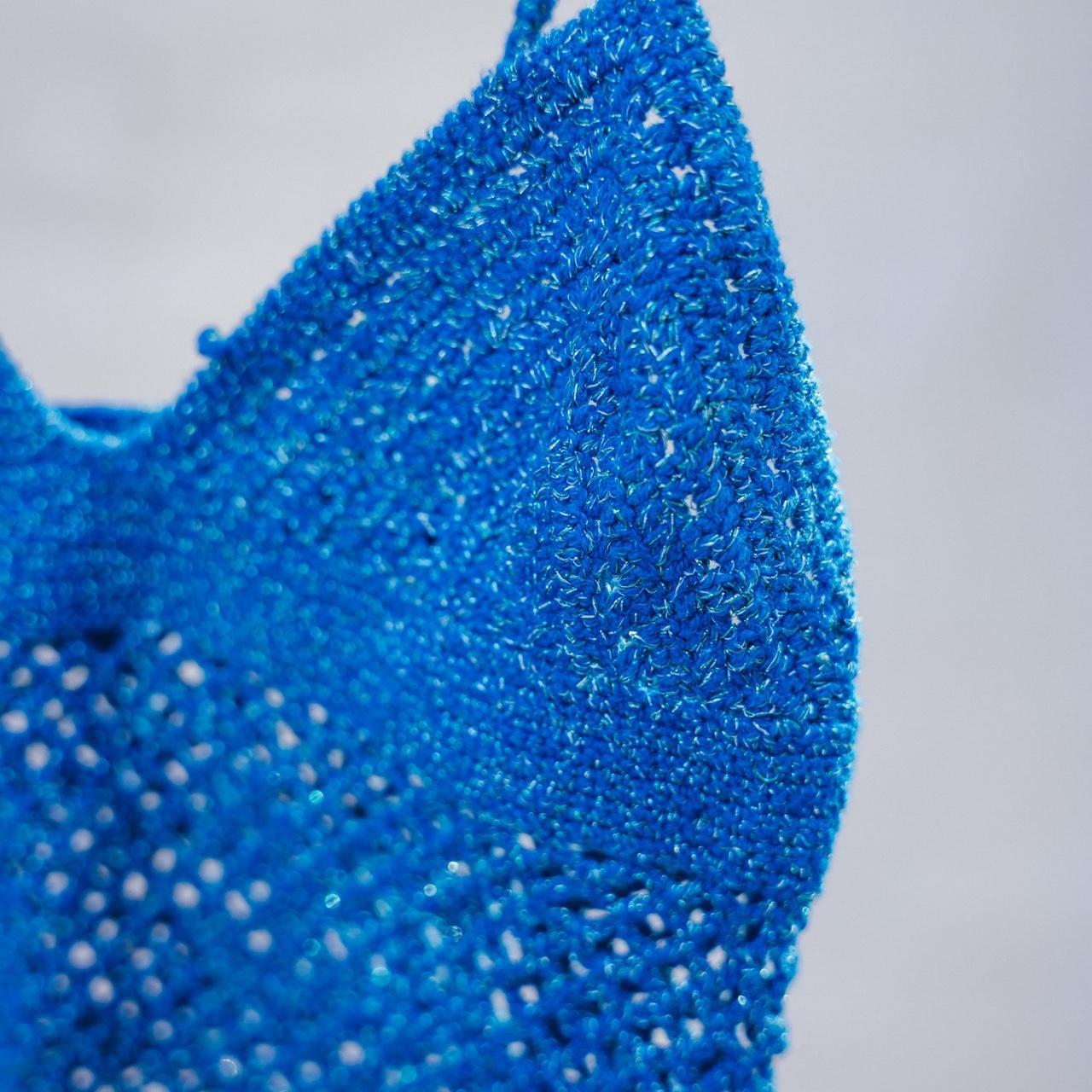 Blue Knitted Top - Depop