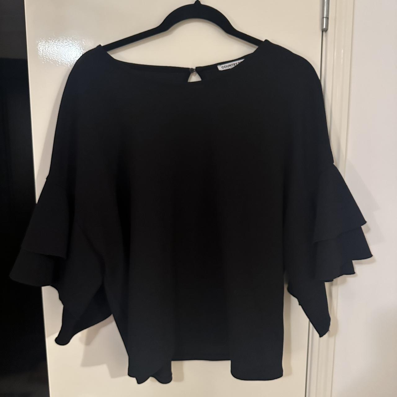 Black Country Road top with ruffle sleeves #ruffles | Depop