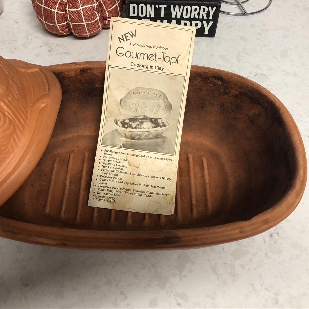 Vintage GOURMET-TOPF Terra Cotta Clay Roaster Pot... - Depop