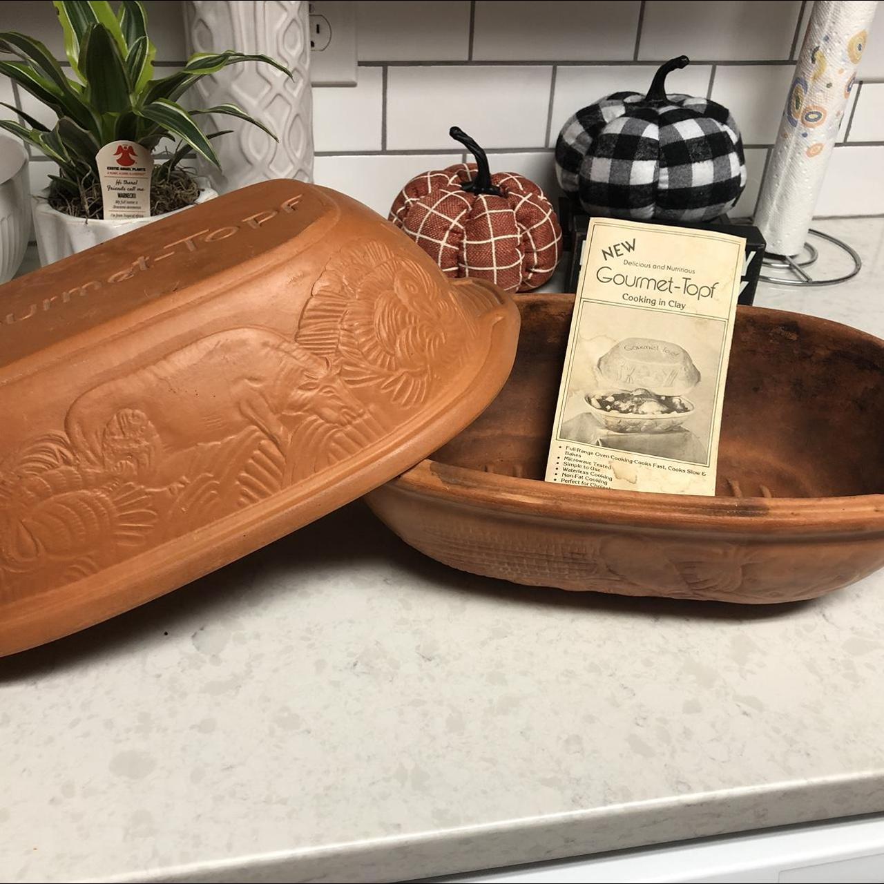 Vintage GOURMET-TOPF Terra Cotta Clay Roaster Pot... - Depop