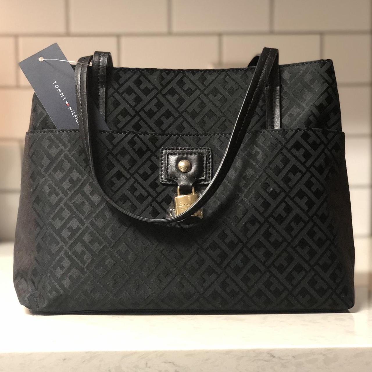 Tommy Hilfiger Monogram Black on Black Large Tote -... - Depop