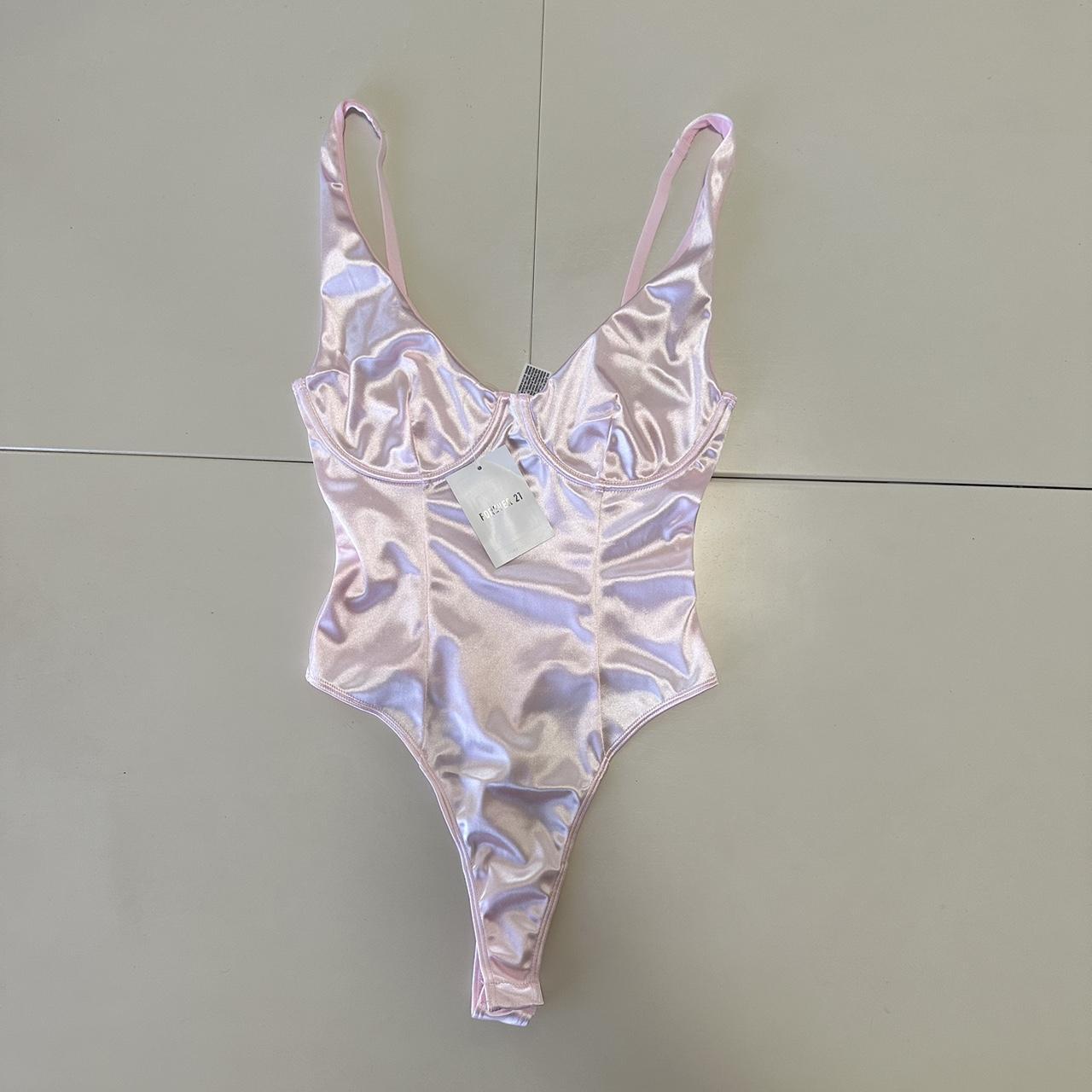 Super cute and stylish satin pink bodysuit, perfect... - Depop