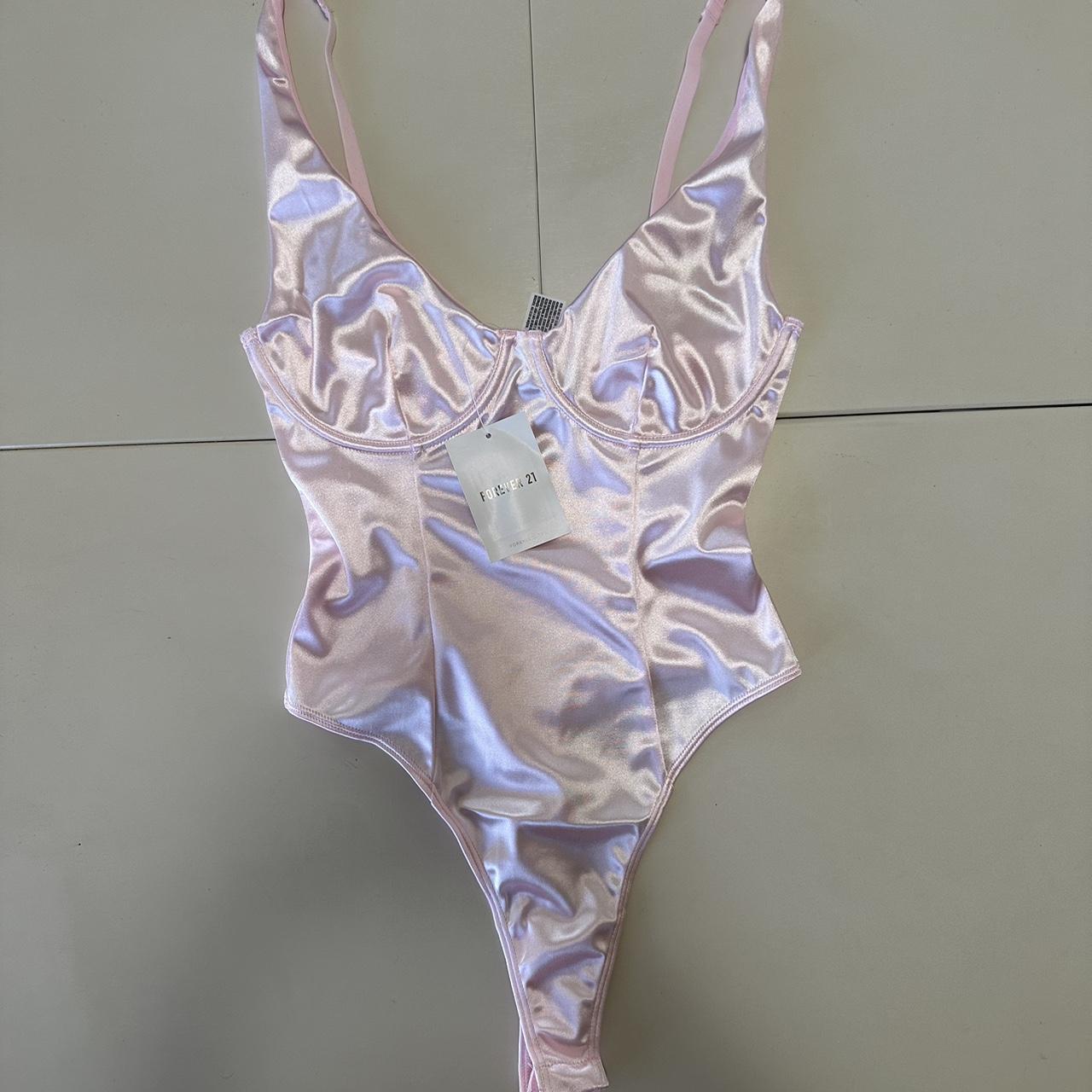 Super cute and stylish satin pink bodysuit, perfect... - Depop