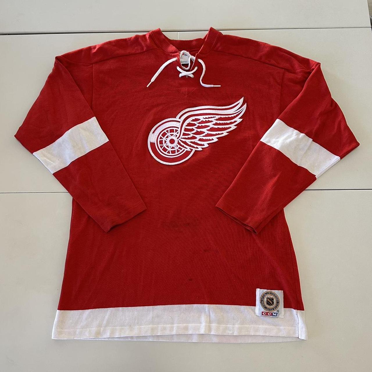 Vintage Detroit Red Wings CCM Cotton Stitched... - Depop