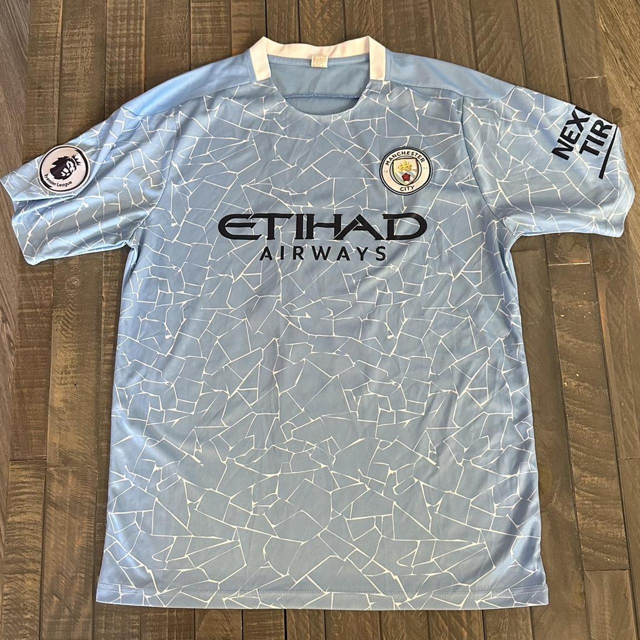 Manchester City Etihad Airways Soccer Jersey Size L - Depop