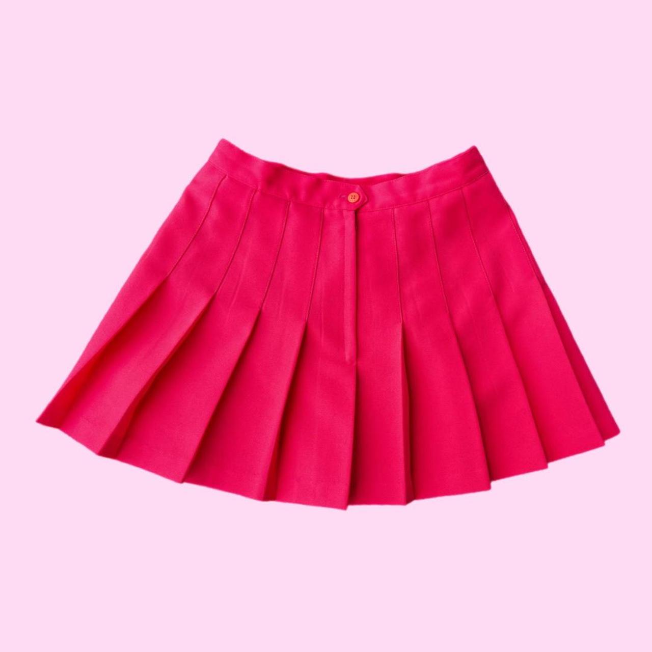 80s/90s Head pleated skirt Size: XS, Neon pink.... - Depop