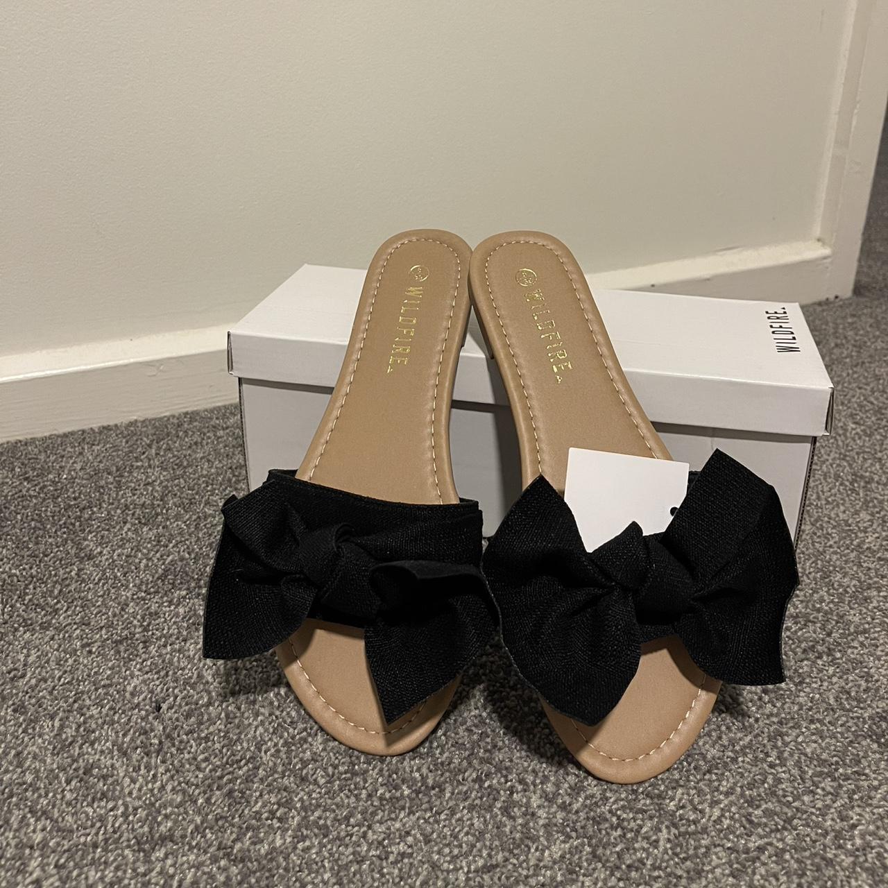 Black bow slide sandals. Brand new with tags. #summer | Depop