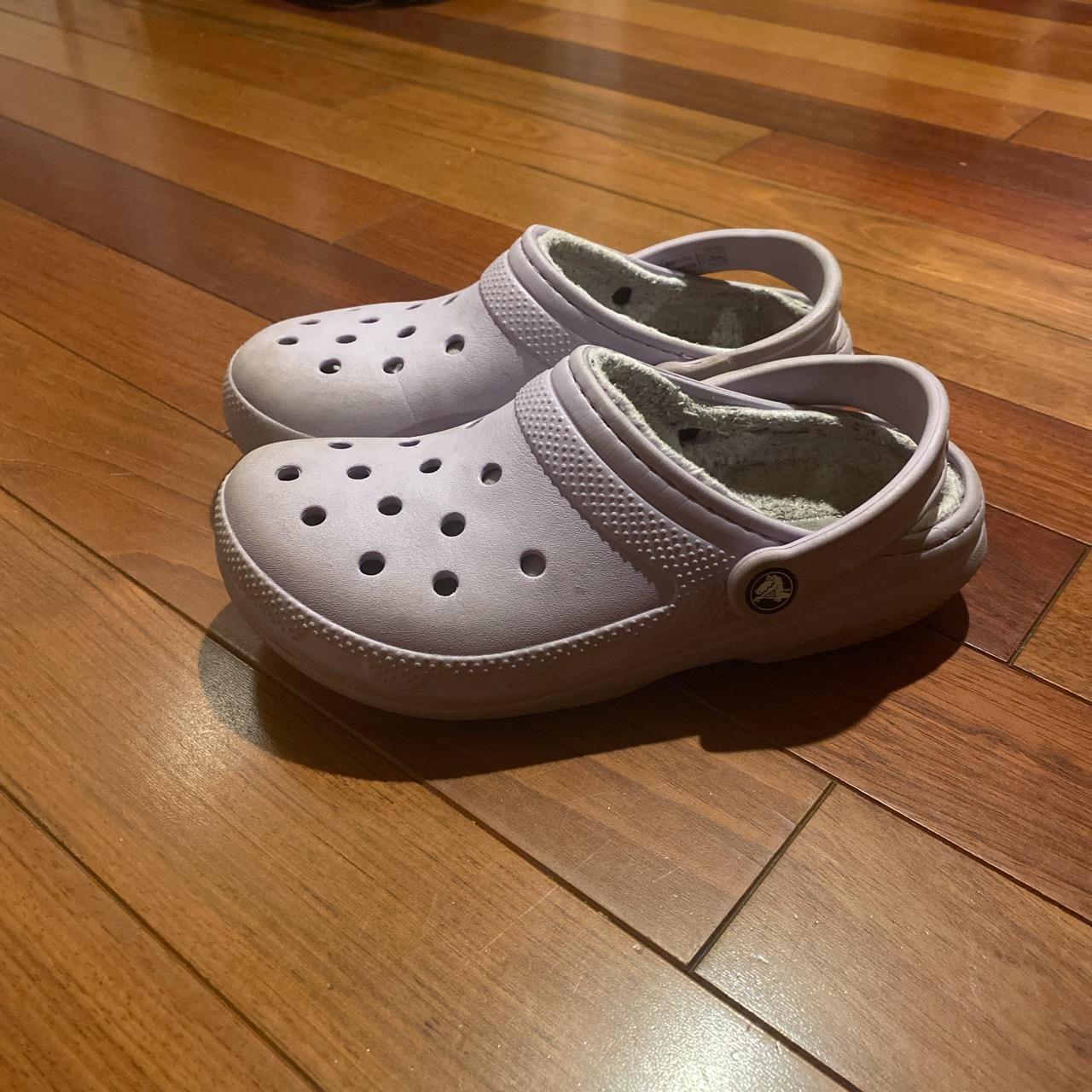 Purple fuzzy crocs #crocs #purple #fuzzy - Depop