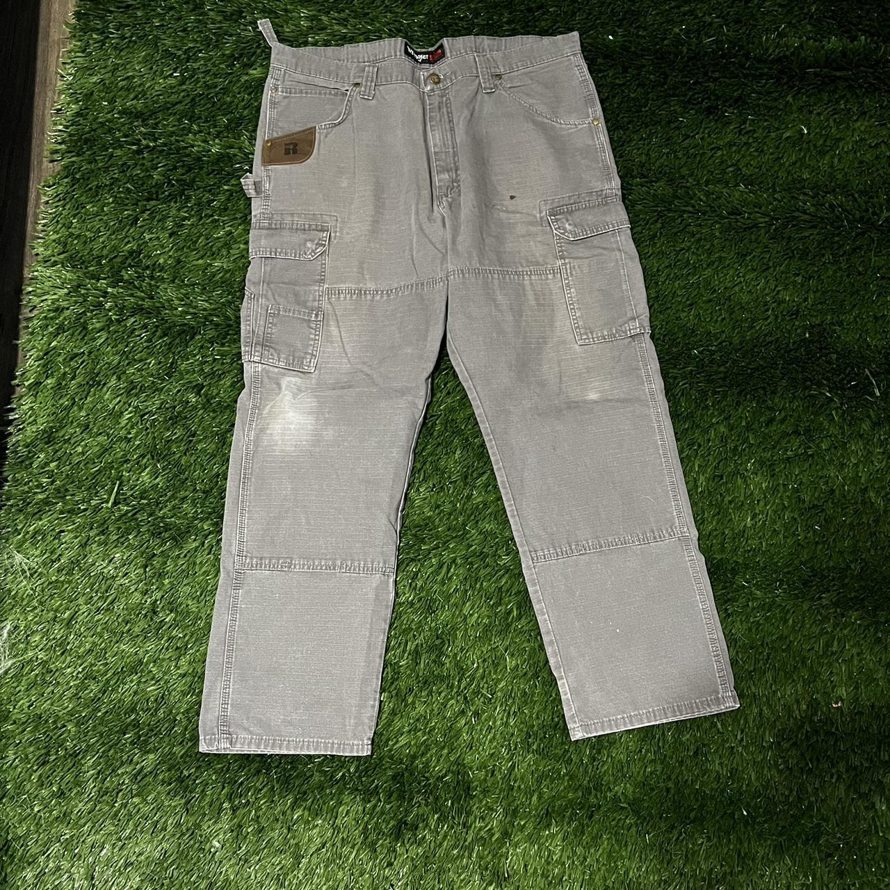 Wrangler Grey Riggs Double knee Cargo/Carpenter... - Depop