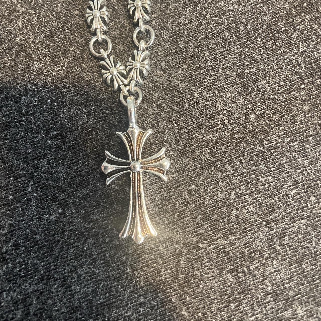 Chrome hearts style cross chain necklace 50cm... - Depop