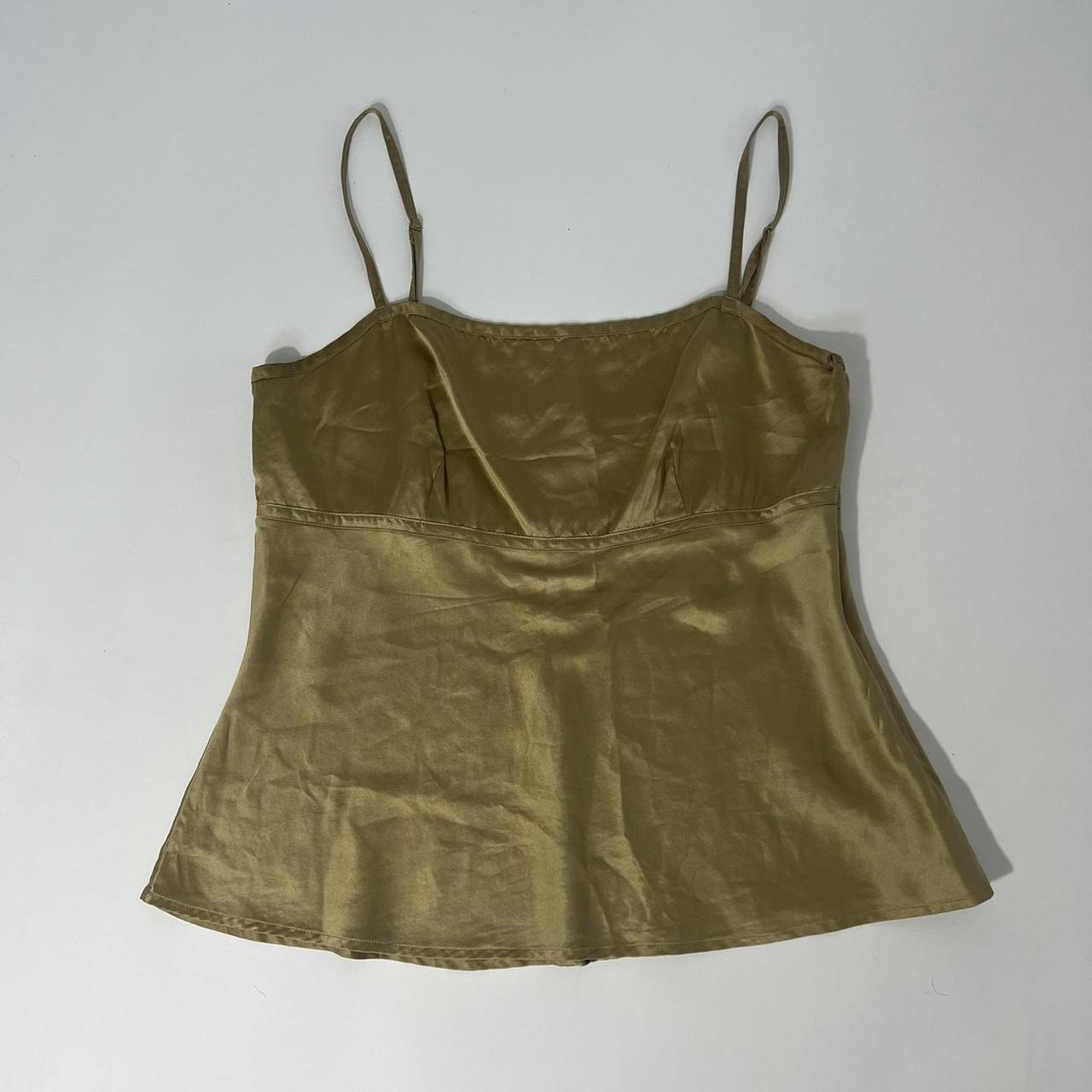 y2k gold silk top - Depop
