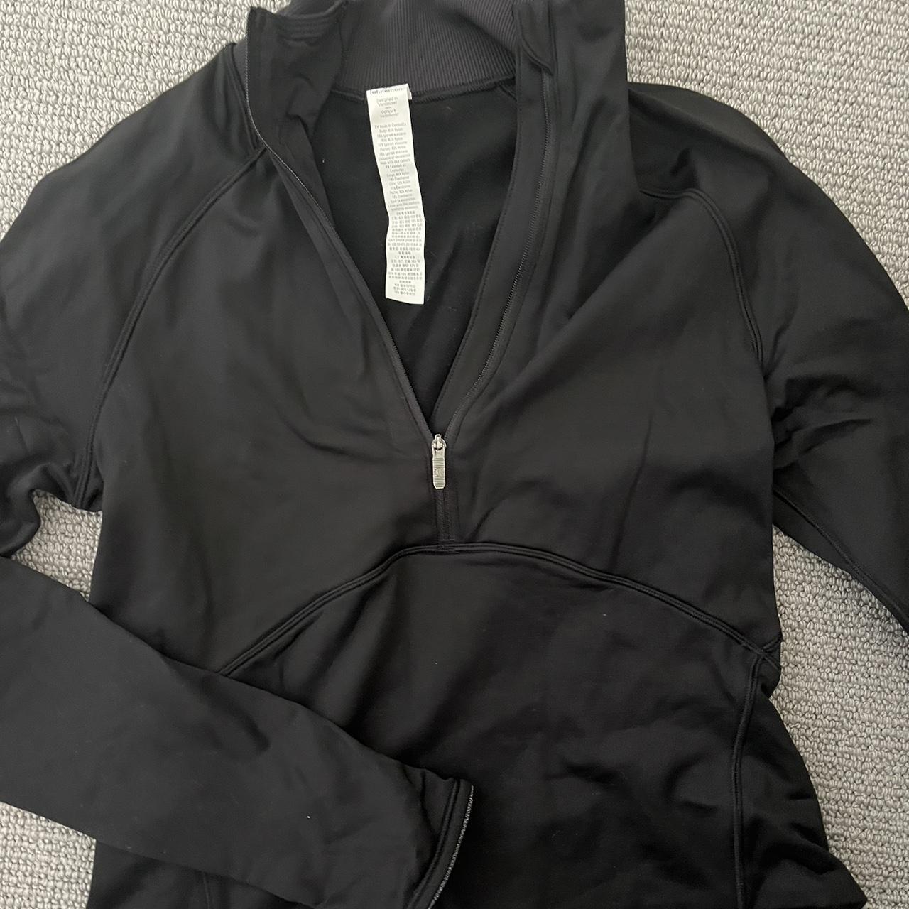 Lululemon long sleeve thick black qtr zip top. Tight... - Depop