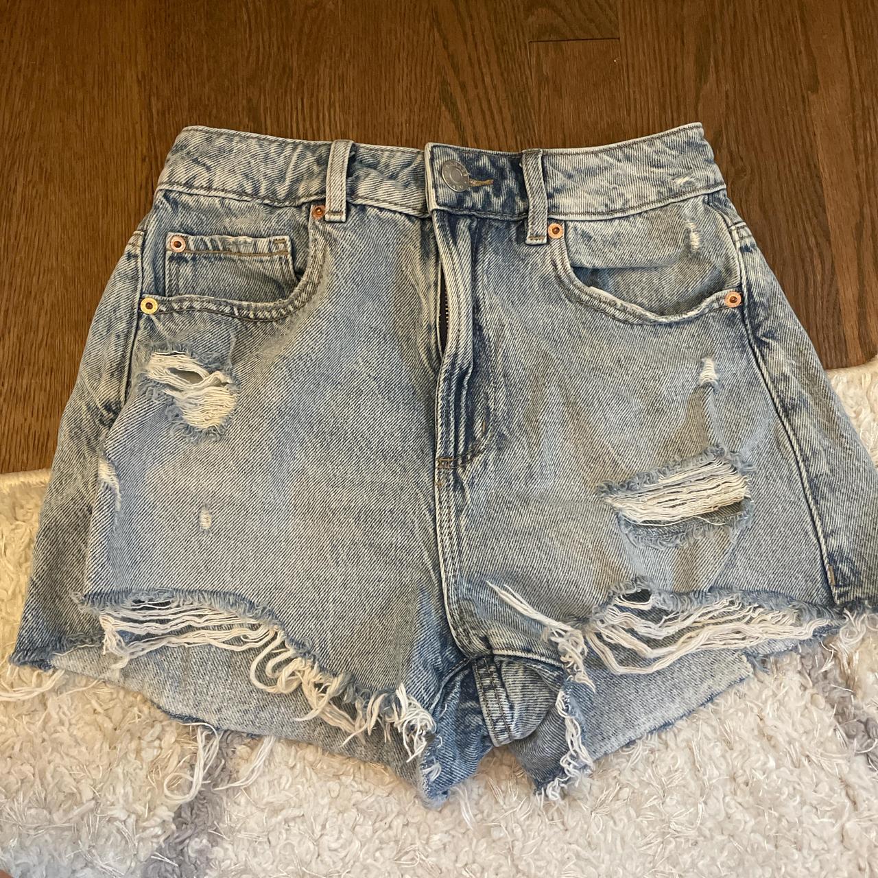 garage festival jean shorts with rips #jeans... - Depop
