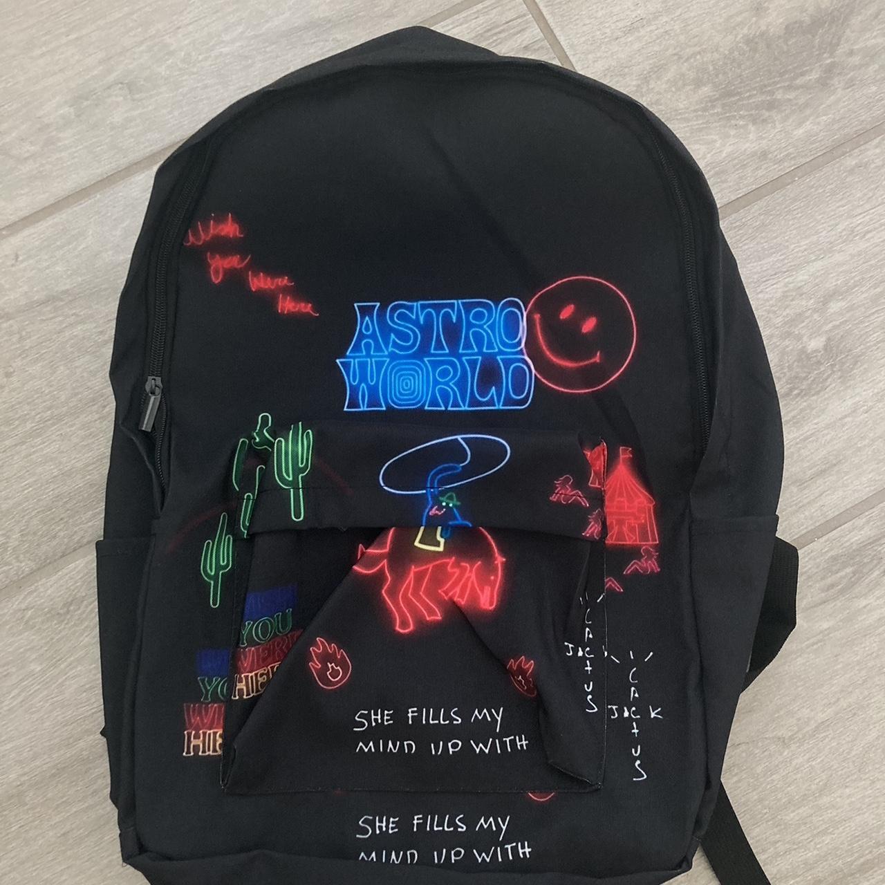 Custom Travis Scott Book bag Can fit a labtop in it... - Depop