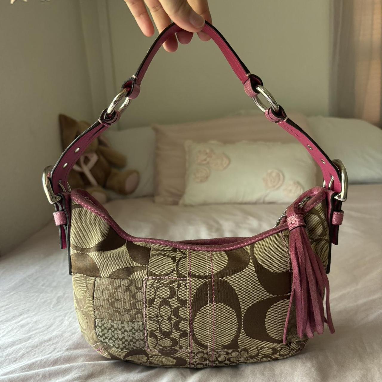 coach mini hobo in patchwork jacquard with accents... | Depop