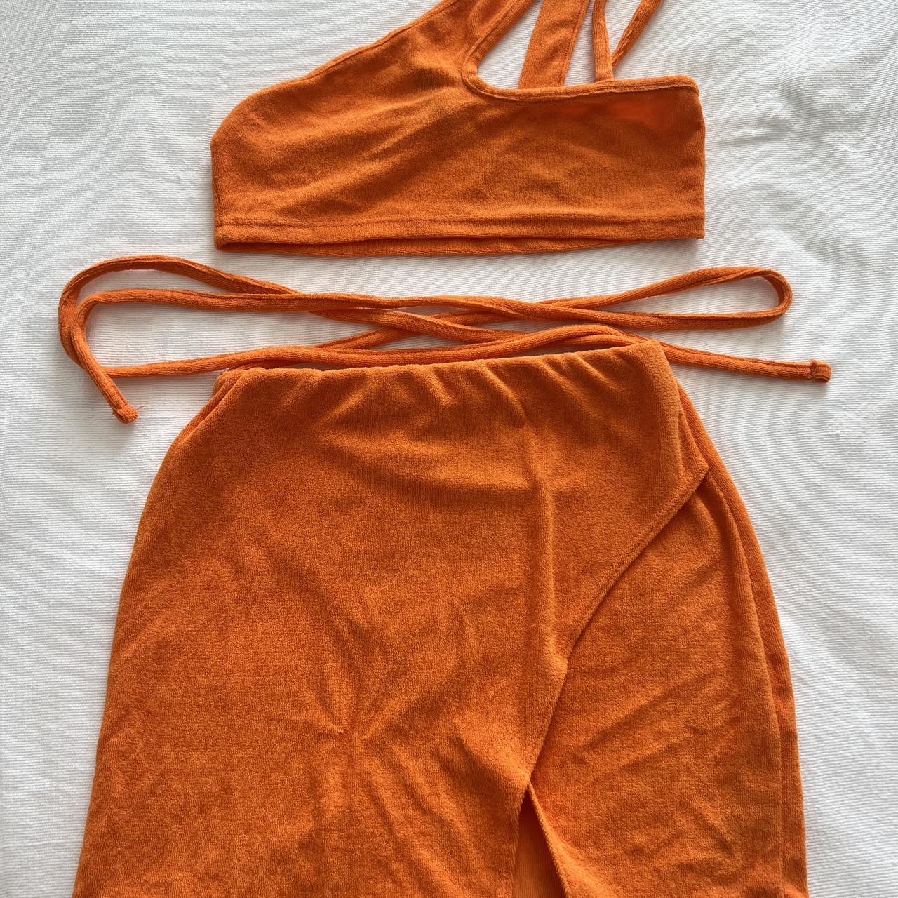 ASOS orange terry cloth skirt set - Depop