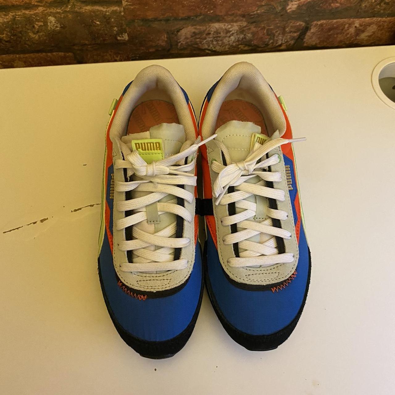 Puma sneakers tricolor us size 7 worn about three... - Depop