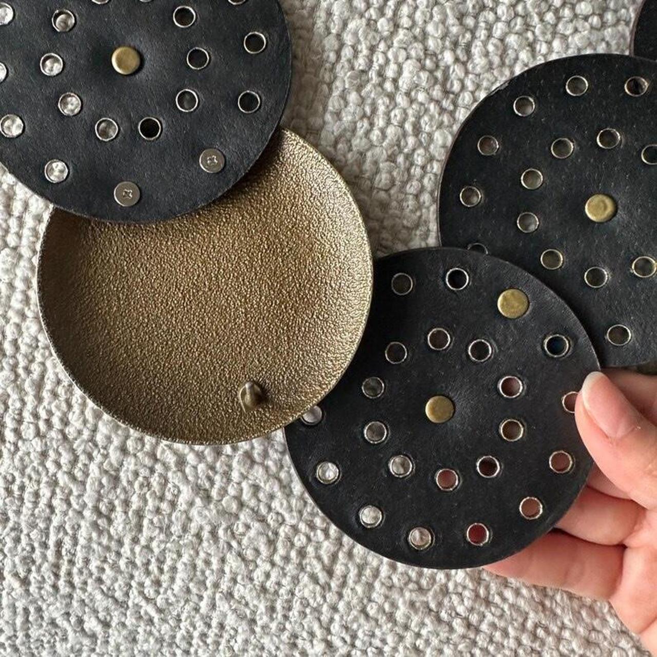 90’s Iconic Hallow Disc Round Belt Gunmetal... - Depop