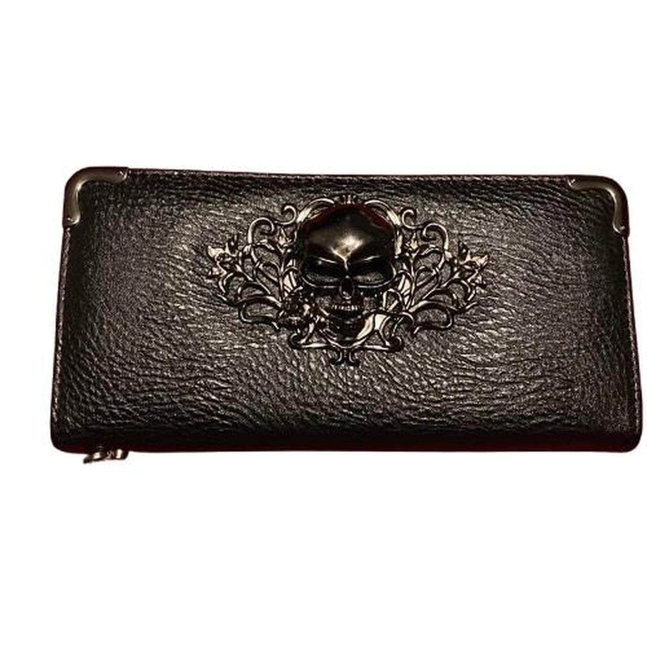 Y2K Grunge Black Skull Wallet Insane design on... - Depop