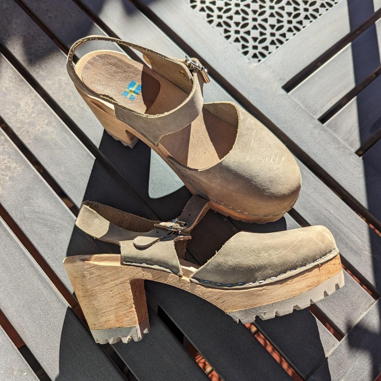 Swedish made wooden clogs, like new! Light tan... - Depop