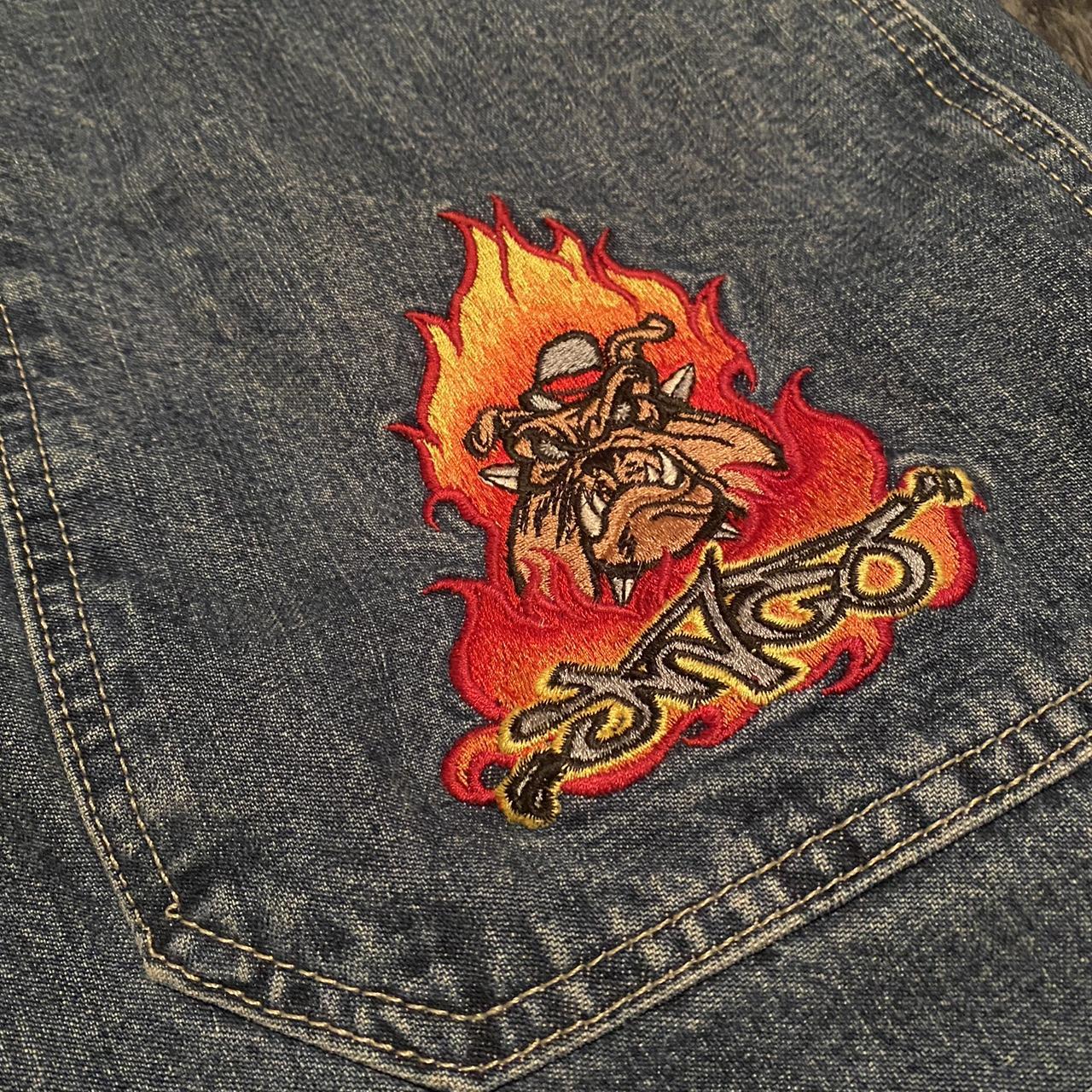 FREE SHIPPING‼️ flaming bulldog jnco jeans open to... | Depop